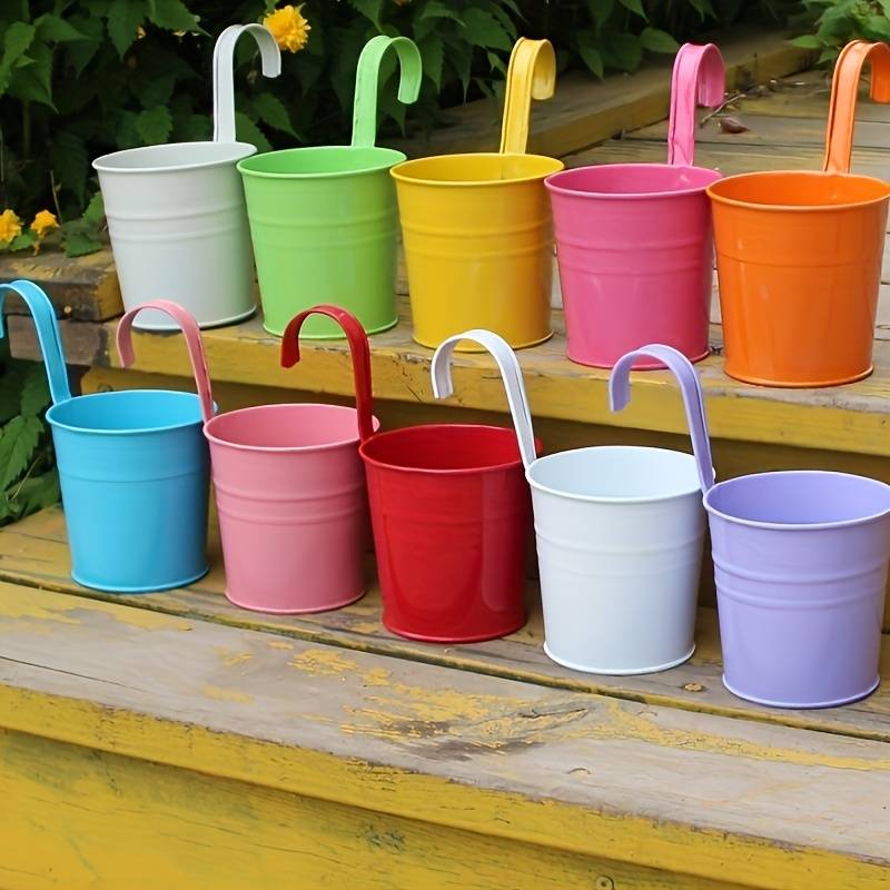 Pastel Iron Hanging Pot Planters - 10 Piece Set – Desert Dreams Dried ...